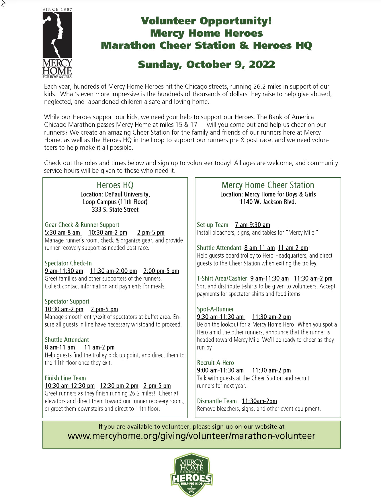 Become a Marathon Volunteer with Mercy Home Heroes